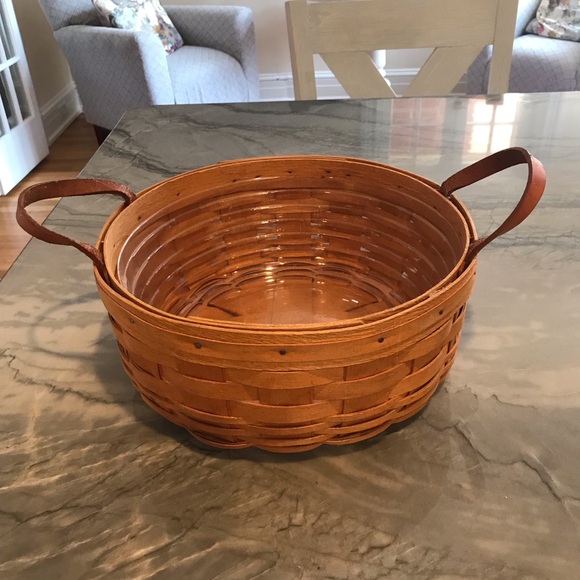 Longaberger | Other | Longaberger Basket Round With Leather Handles ...